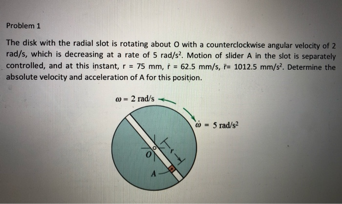 Solved Problem 1 The disk with the radial slot is rotating | Chegg.com