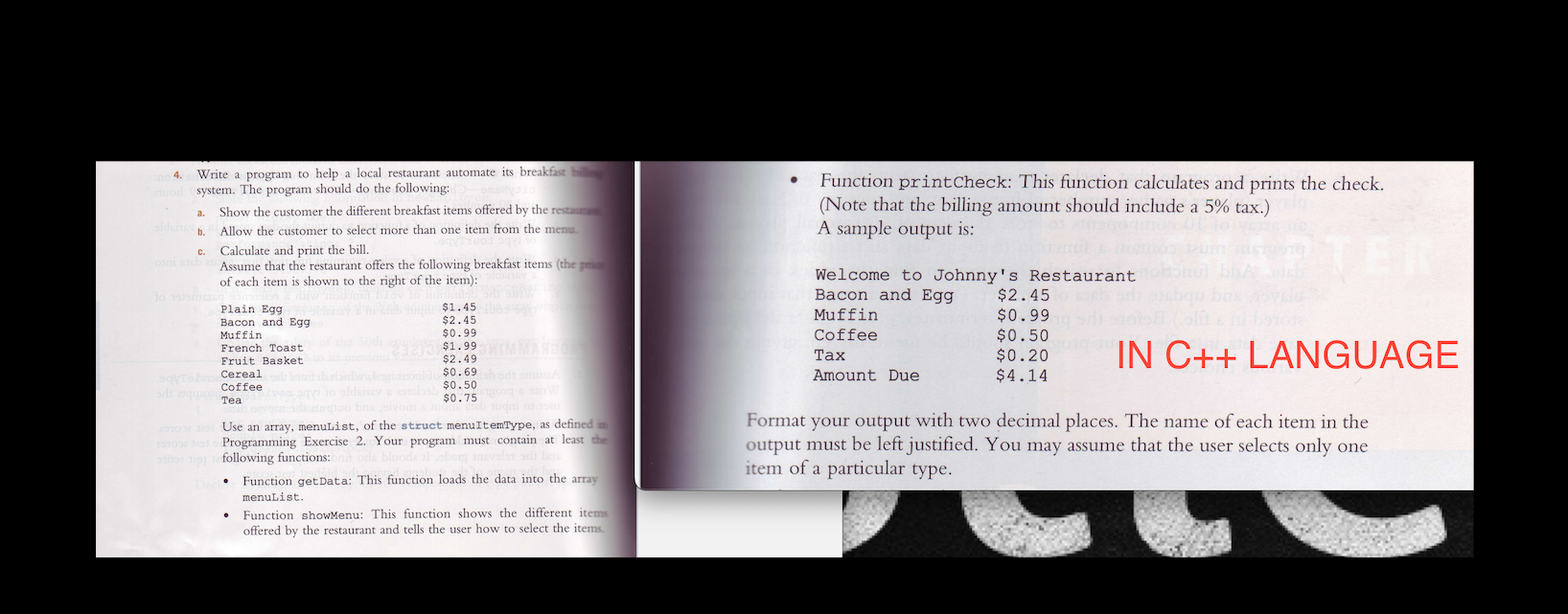 Solved 4. Write a program to help a local restaurant | Chegg.com