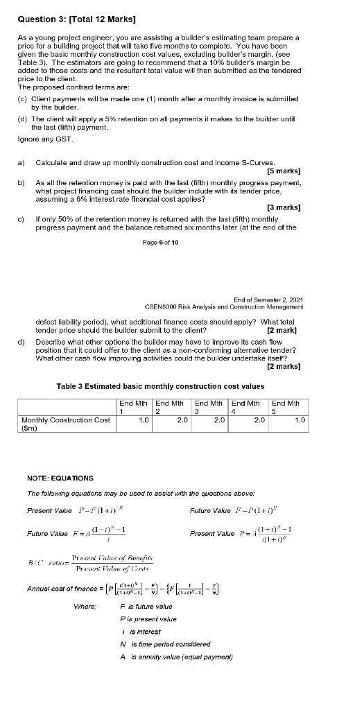 Question 3: [Total 12 Marks] As a young project | Chegg.com