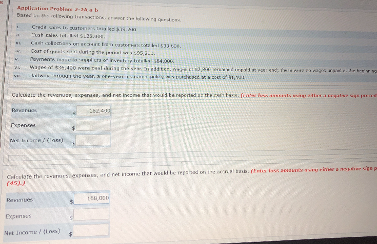 Solved Application Problem 2-2A a-b Based on the following | Chegg.com