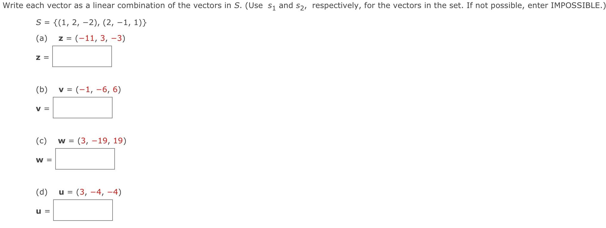 Solved Write each vector as a linear combination of the | Chegg.com