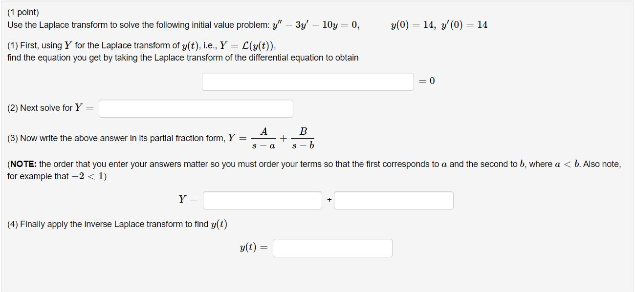 Solved Use the Laplace transform to solve the following | Chegg.com