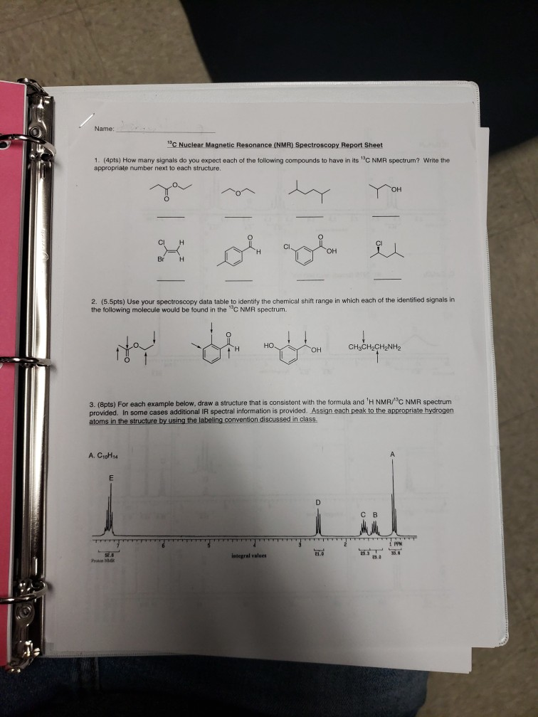 Solved Name: C Nuclear Magnetic Resonance (NMR) Spectroscopy | Chegg.com
