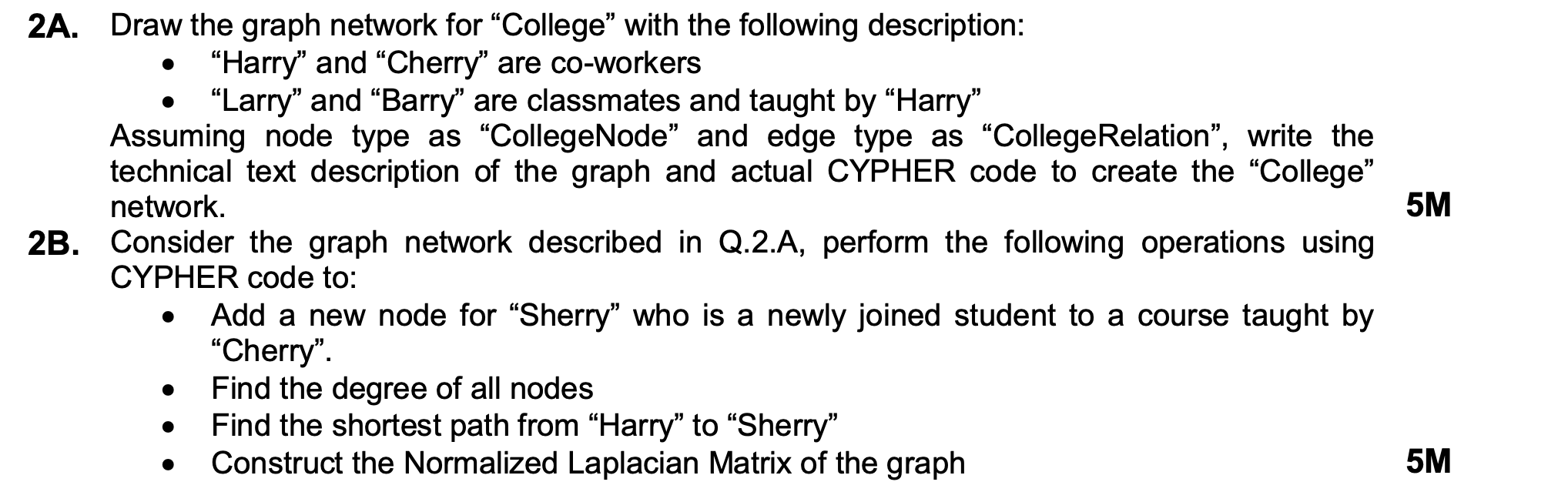 5M 2A. Draw the graph network for “College” with the | Chegg.com