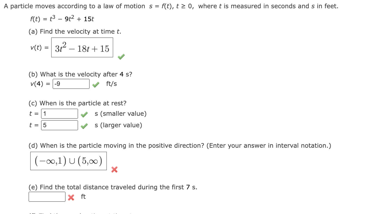 Solved particle moves according to a law of motion | Chegg.com