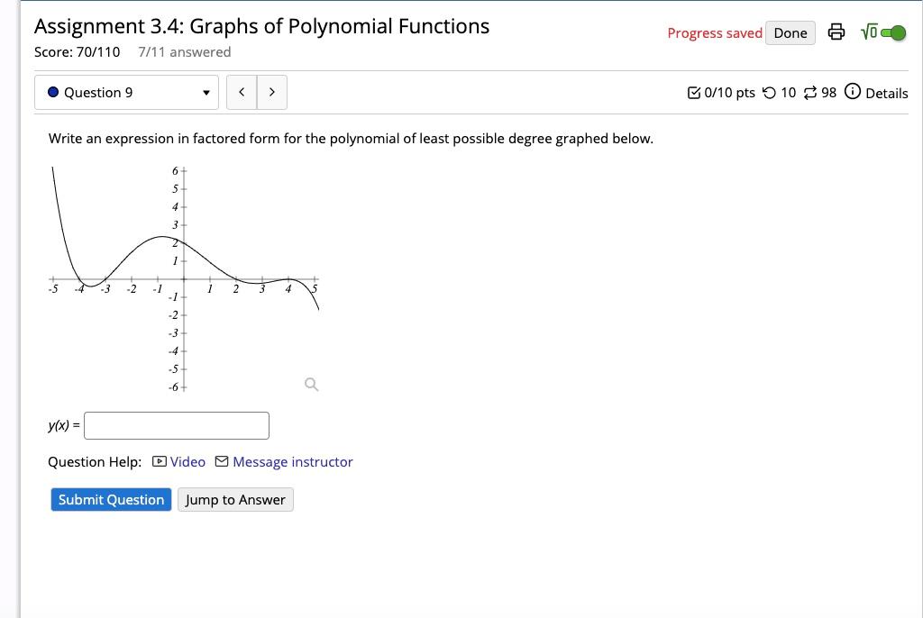 Solved Assignment 3.4: Graphs of Polynomial Functions 7/11 | Chegg.com