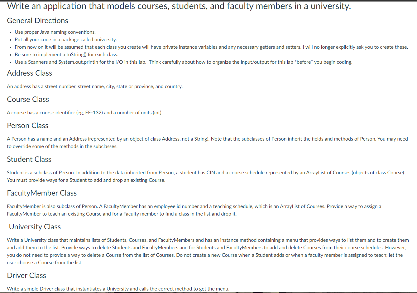 Solved Write an application that models courses, students, | Chegg.com
