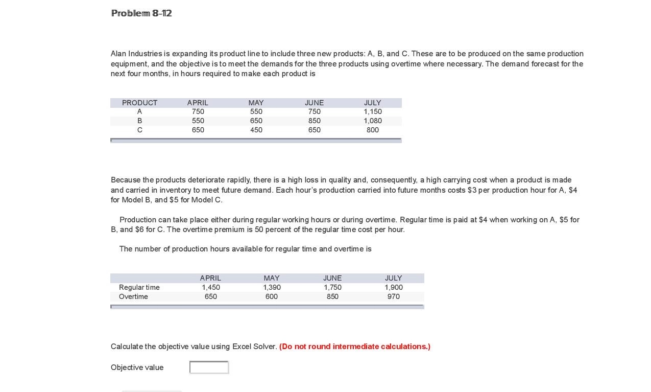 Solved Problem 8-12 Alan Industries is expanding its product | Chegg.com