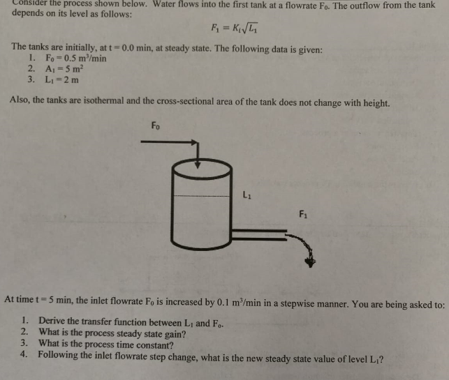 Consider the first tank at a flowrate Fo. The outflow | Chegg.com