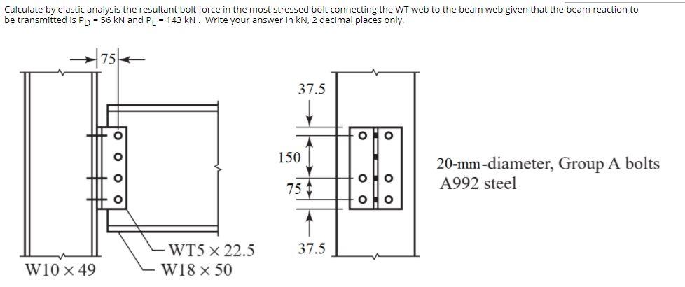 Solved Calculate by elastic analysis the resultant bolt | Chegg.com