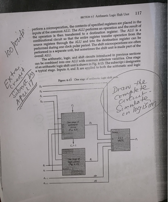 SECTION 47 Arithmetic Logic Shift Unit 117 perform a | Chegg.com