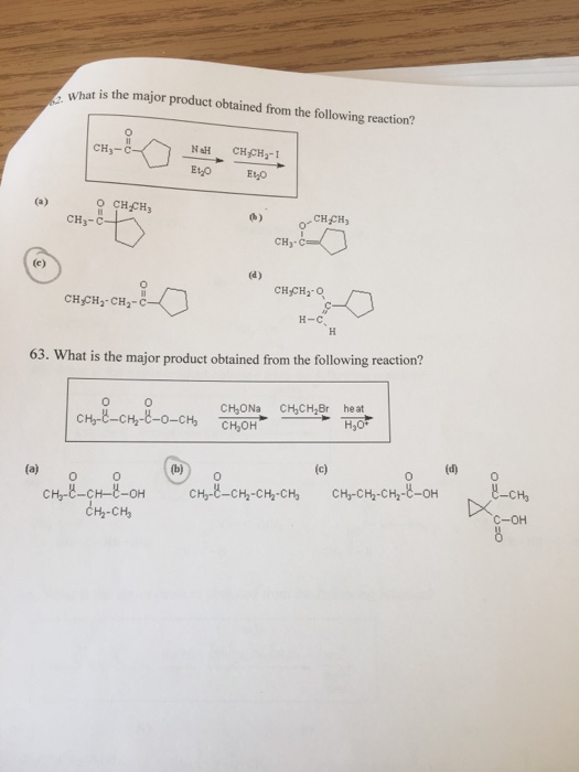 Solved What is the major product obtained from the following | Chegg.com