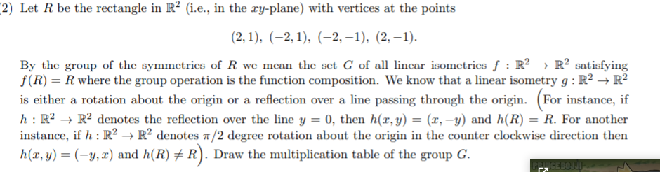 Solved 2) Let R be the rectangle in R2 (i.e., in the | Chegg.com