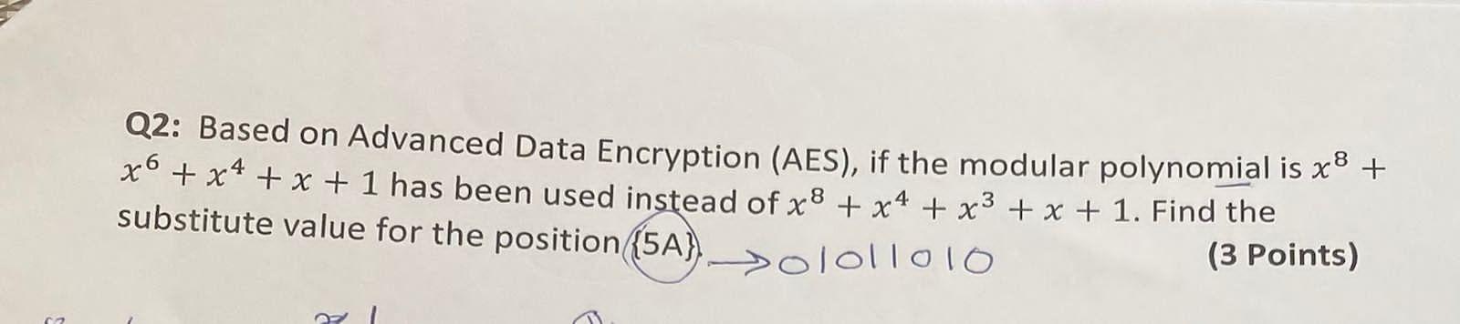 Solved Q1: Based on Advanced Data Encryption (AES), if the | Chegg.com