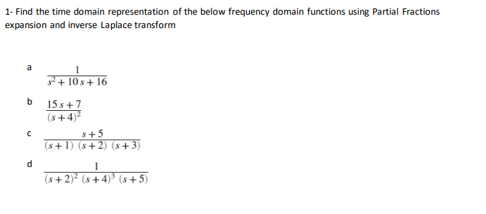 Solved 1- Find the time domain representation of the below | Chegg.com