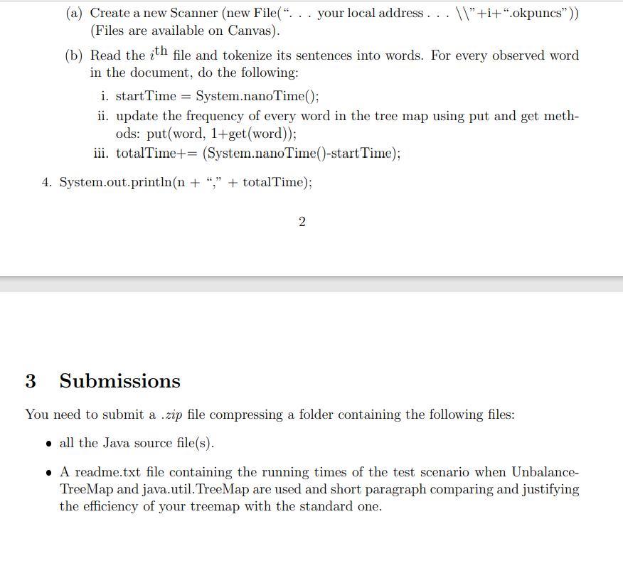 This assignment has two parts: 1) implementing a tree | Chegg.com