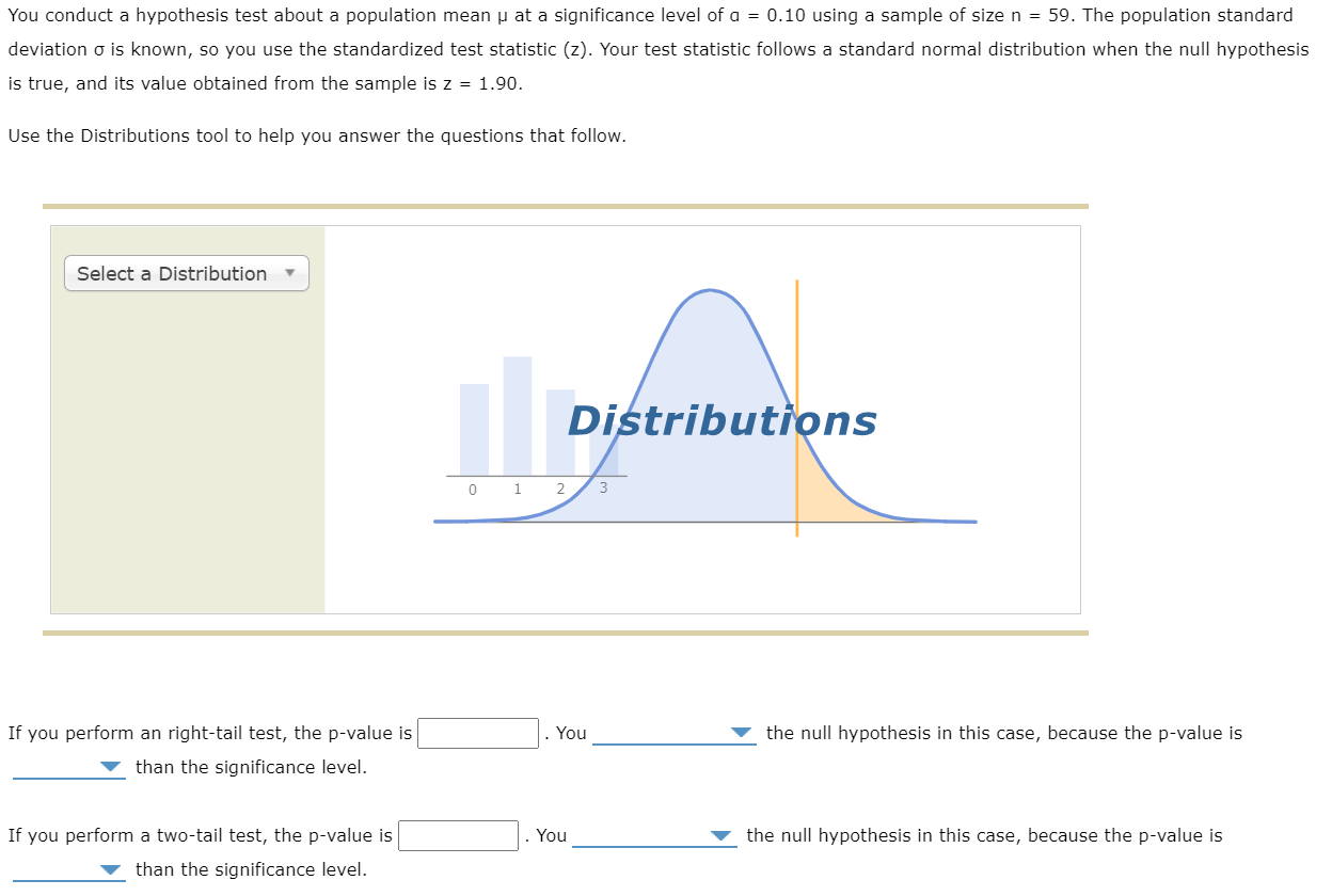Solved You conduct a hypothesis test about a population mean | Chegg.com