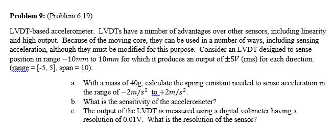 Problem 9: (Problem 6.19) LVDT-based accelerometer. | Chegg.com