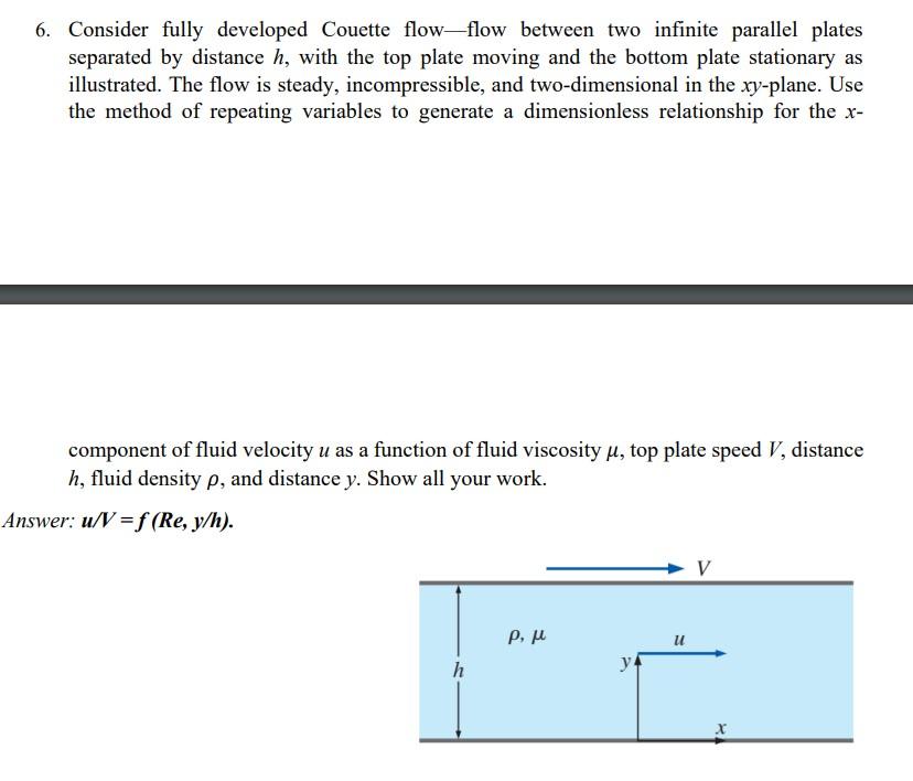 Solved 6. Consider fully developed Couette flow-flow between | Chegg.com