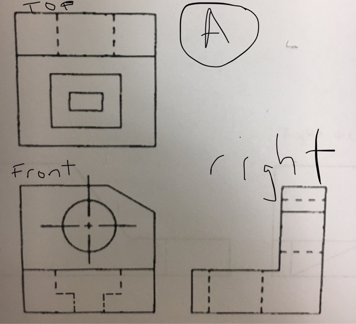 Solved Please help with problem of orthographic drawings in | Chegg.com