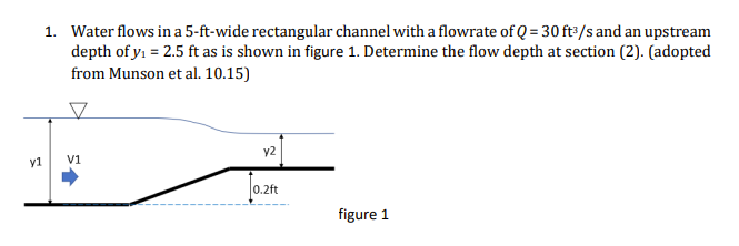 Solved 1. Water flows in a 5 -ft-wide rectangular channel | Chegg.com