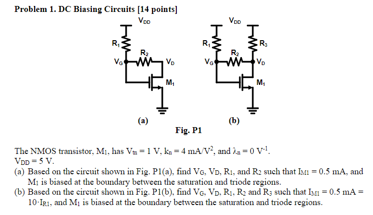 Solved Problem 1. DC Biasing Circuits (14 points] Voo ho (a) | Chegg.com