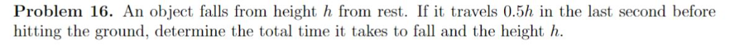 Solved Problem 16. An object falls from height h from rest. | Chegg.com