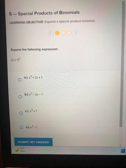 Solved 5- Special Products of Binomials LEARNING OBJECTIVE: | Chegg.com
