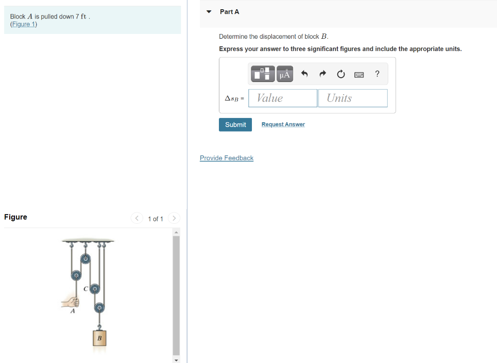 Solved 7 Part A Block A is pulled down 7 ft. (Figure 1) | Chegg.com