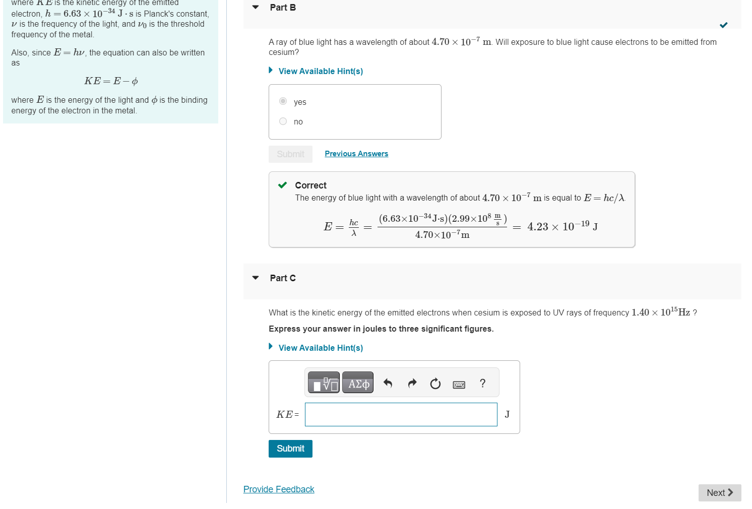 Solved Electrons are emitted from the surface of a metal | Chegg.com