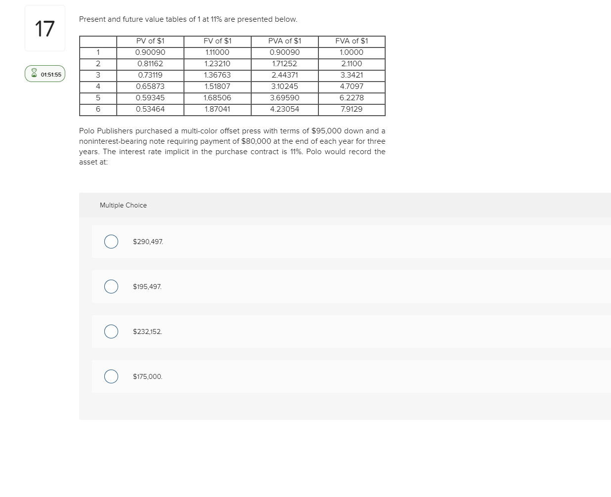 Solved Present and future value tables of 1 at 11% are | Chegg.com