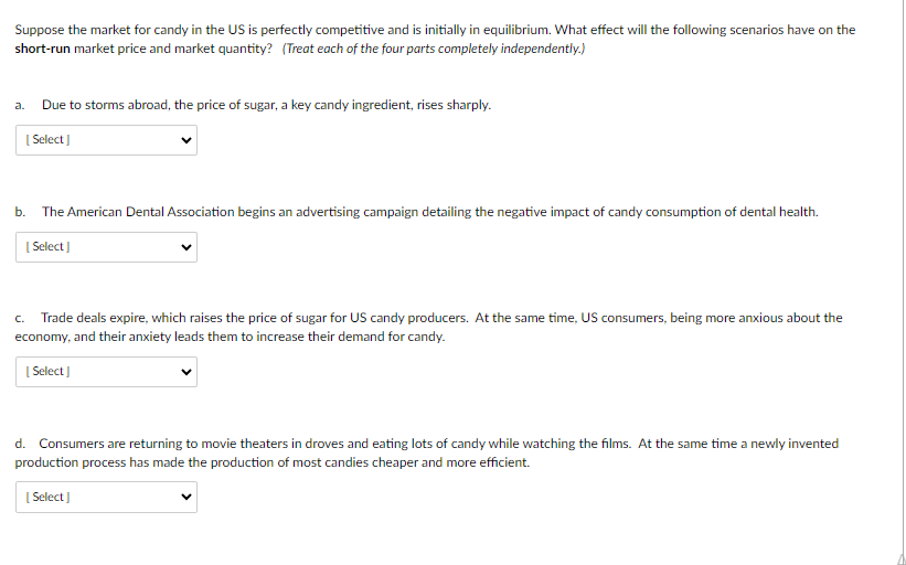 Solved what will happen to price and quantity in all four | Chegg.com