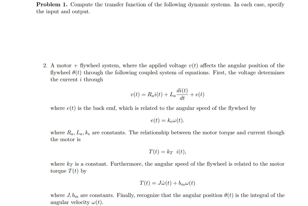 Solved Problem 1. Compute the transfer function of the | Chegg.com