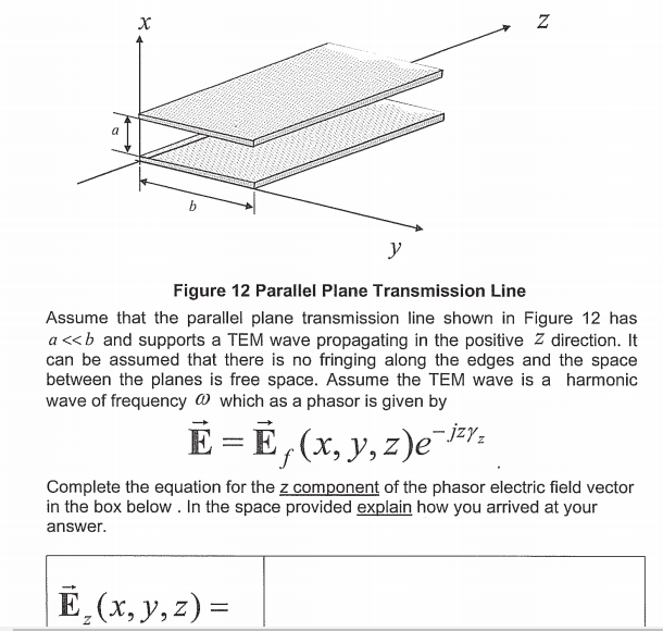 Solved Figure 12 Parallel Plane Transmission Line Assume | Chegg.com