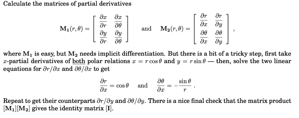 Solved Calculate the matrices of partial derivatives Tr | Chegg.com
