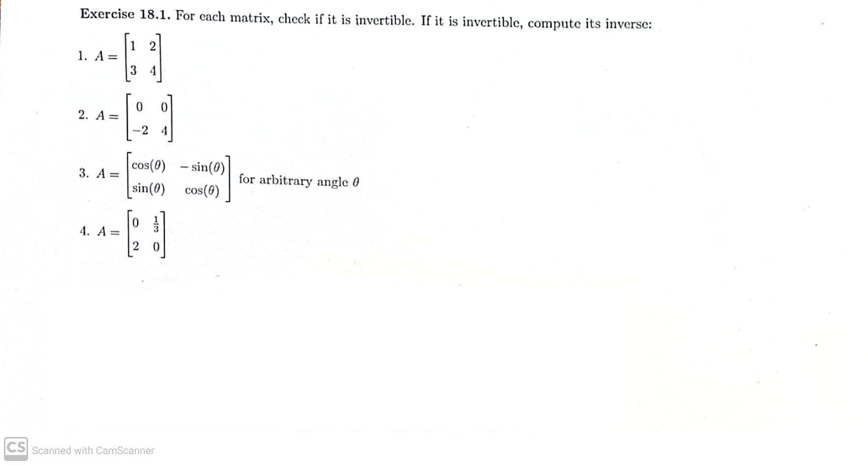 Solved Exercise 18.1. For each matrix, check if it is | Chegg.com