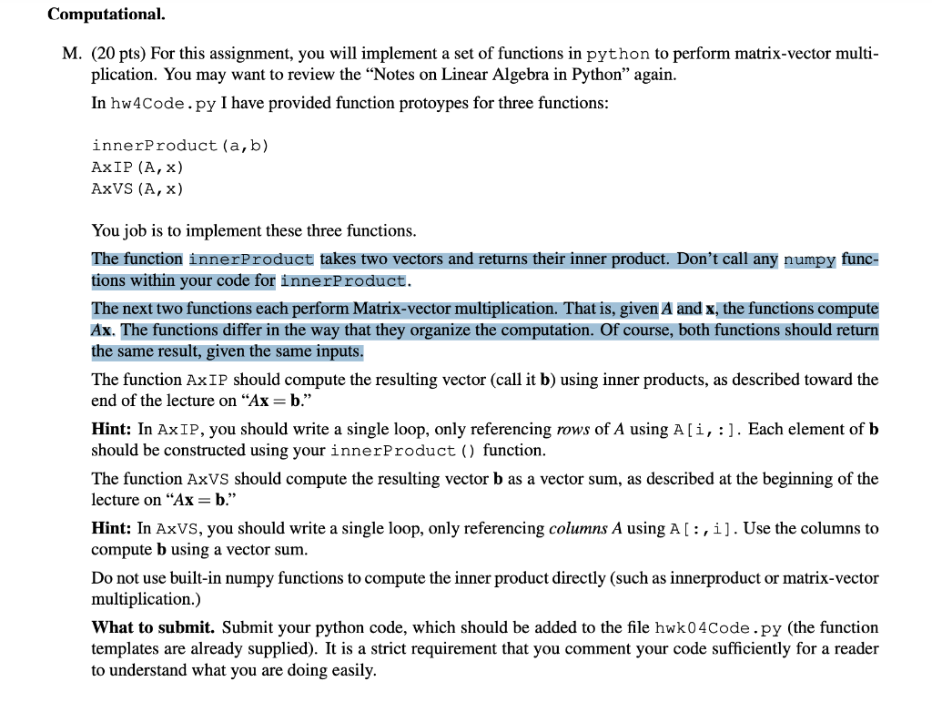 mputational. 1. (20 pts) For this assignment, you | Chegg.com mputational. 1. (20 pts) For this assignment, you | Chegg.com
