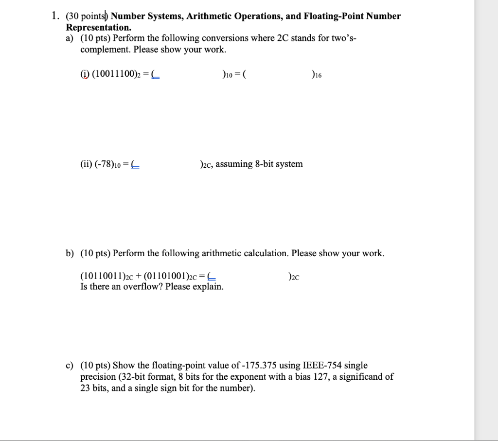 Solved Number Systems, Arithmetic Operations, | Chegg.com