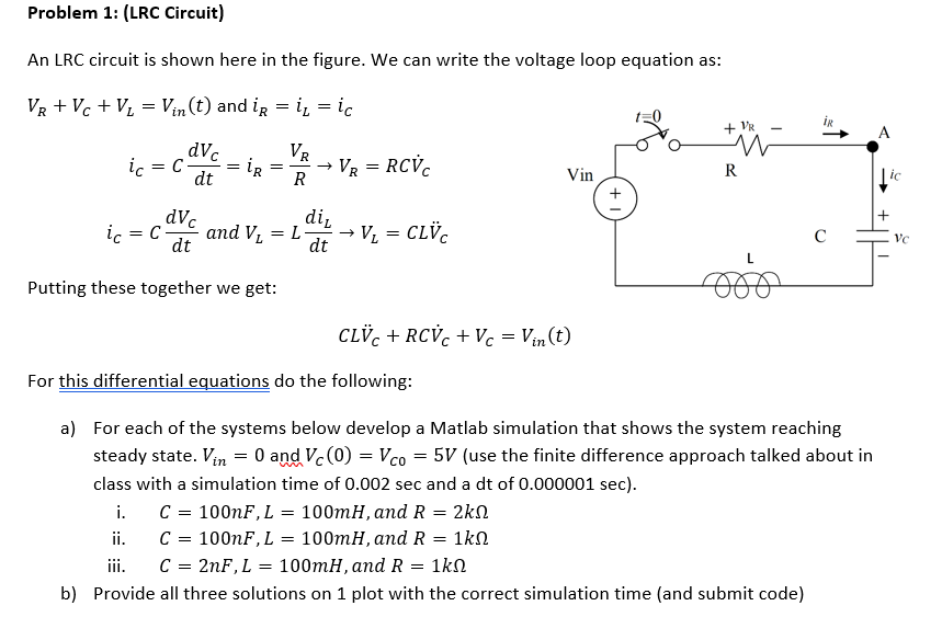 Solved An LRC circuit is shown here in the figure. We can | Chegg.com