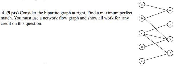 Solved 4. (9 pts) Consider the bipartite graph at right. | Chegg.com