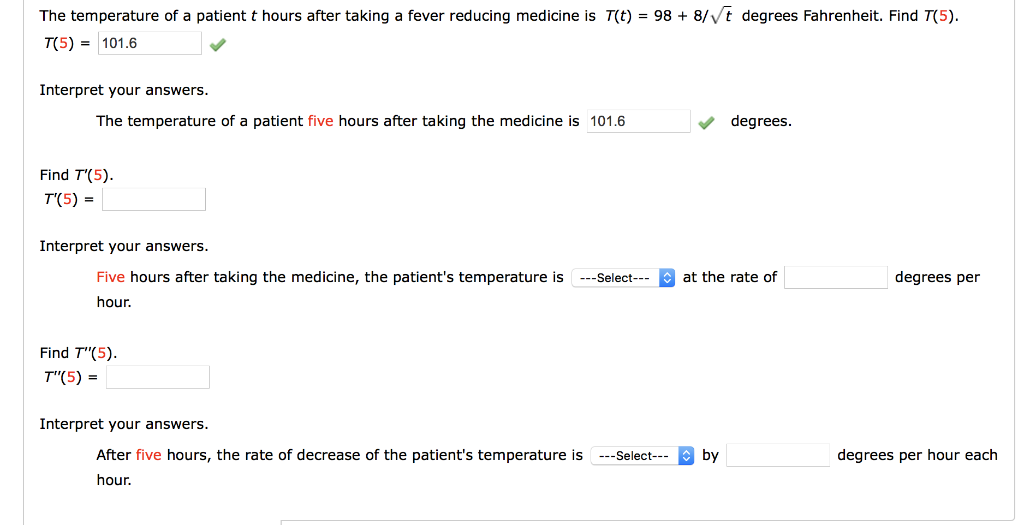 Solved The temperature of a patient t hours after taking a | Chegg.com