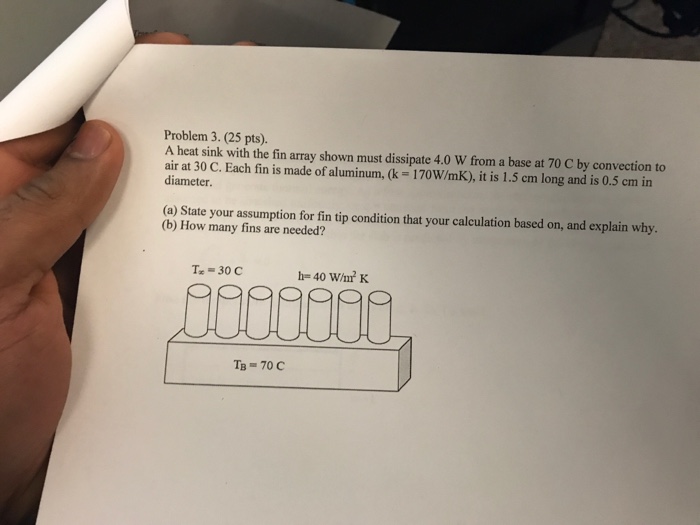 Solved Problem 3. (25 pts). A heat sink with the fin array | Chegg.com