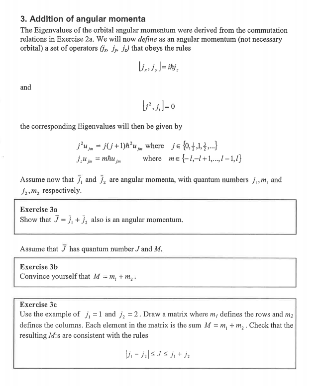 Solved 3. Addition of angular momenta The Eigenvalues of the | Chegg.com