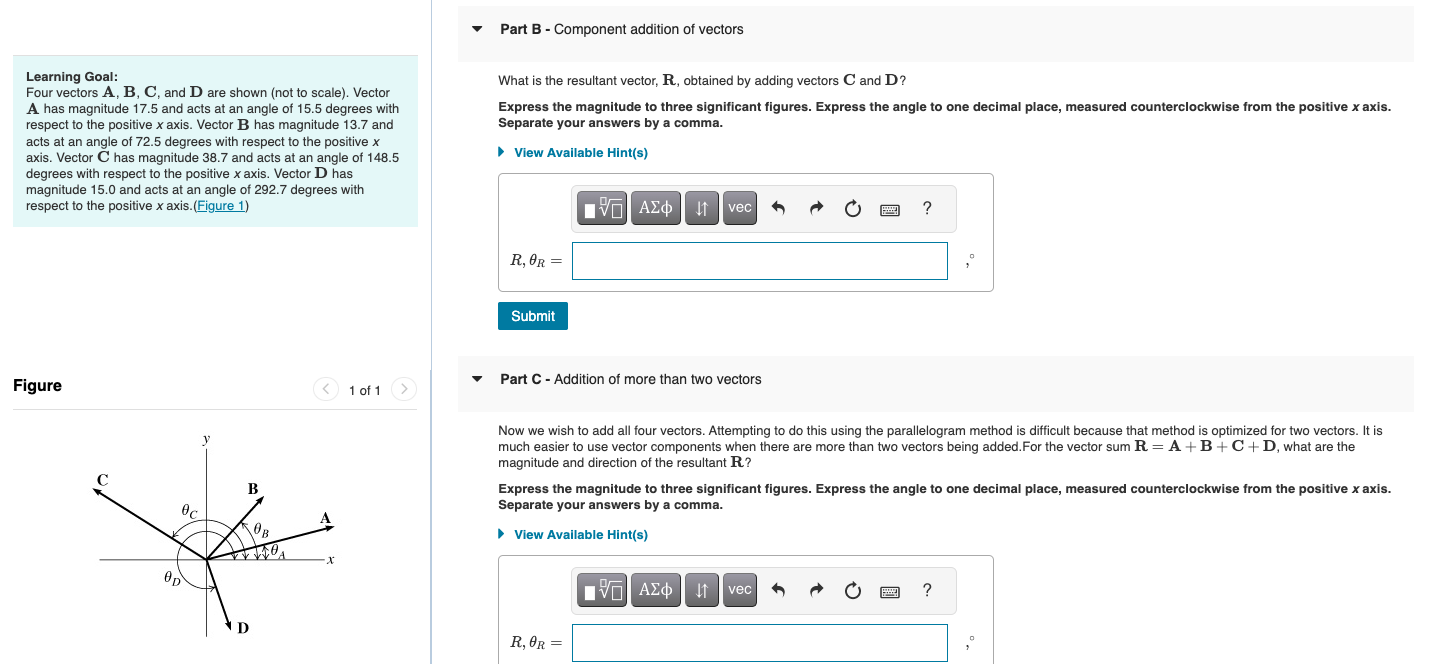 Solved Learning Goal: What is the resultant vector, R, | Chegg.com