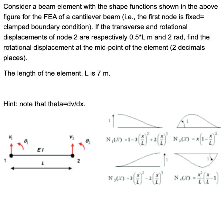Solved Consider a beam element with the shape functions | Chegg.com