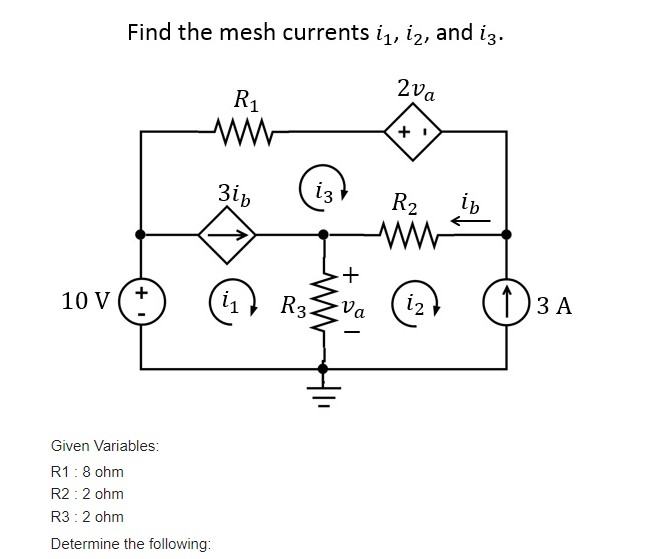 Solved Find the mesh currents i1,i2, ﻿and i3.Given | Chegg.com