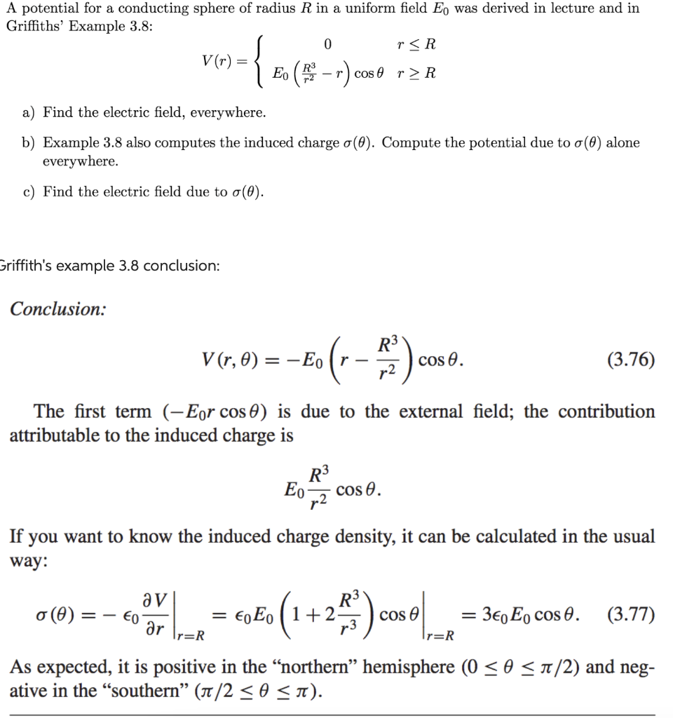 Solved A potential for a conducting sphere of radius R in a | Chegg.com