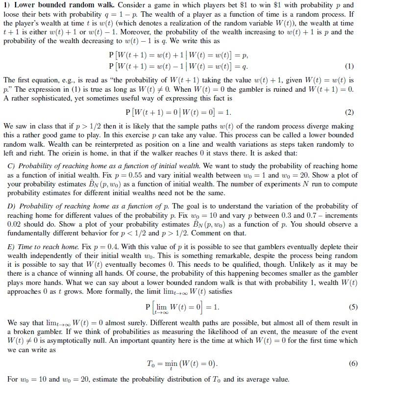 1) Lower bounded random walk. Consider a game in | Chegg.com