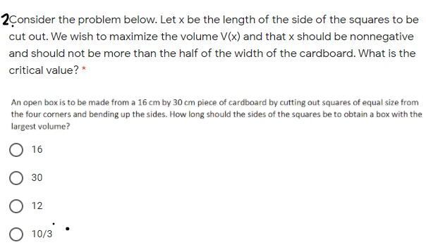 Solved Optimization Using Calculus: Choose the answers from | Chegg.com