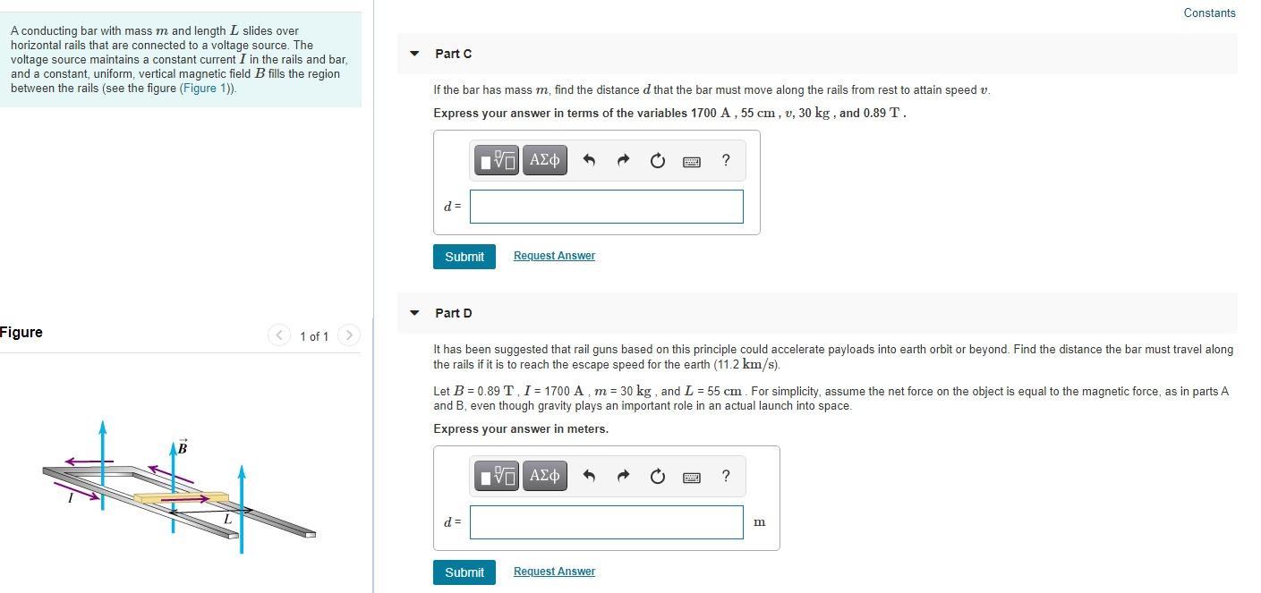 Solved A conducting bar with mass m and length L slides over | Chegg.com